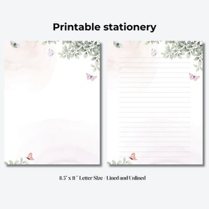 Butterfly Printable Letter Paper, Writing Paper Printable, Line Sheet ...