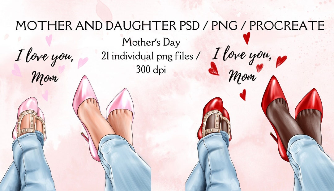 Mother and Daughter Clipart, Mom and Daughter Gift, Mothers Day Graphic ...