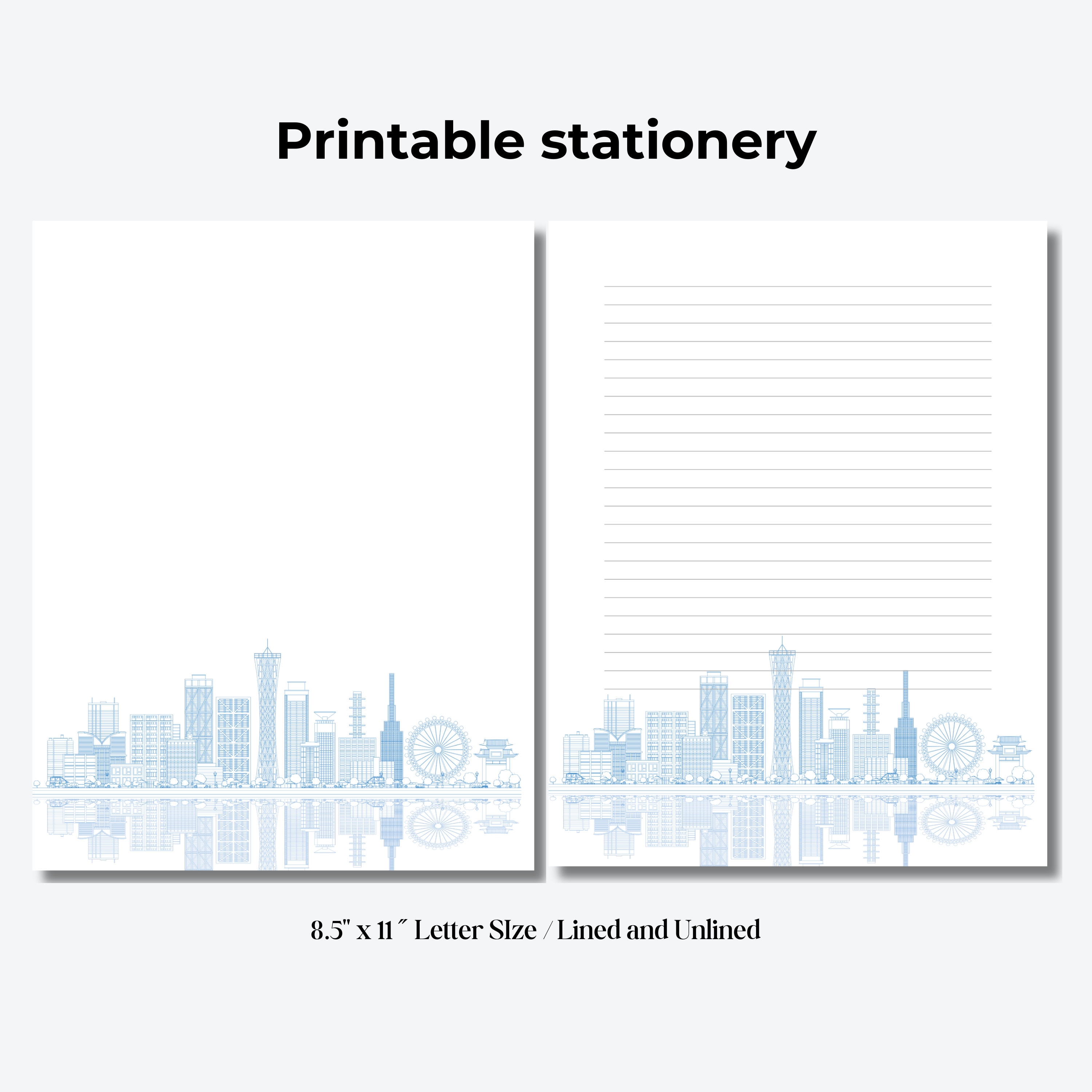 PRINTABLE Stationery, Printable Letter Writing Stationery Iconic City ...