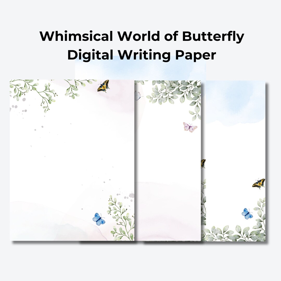 Butterfly Printable Letter Paper, Writing Paper Printable, Line Sheet ...