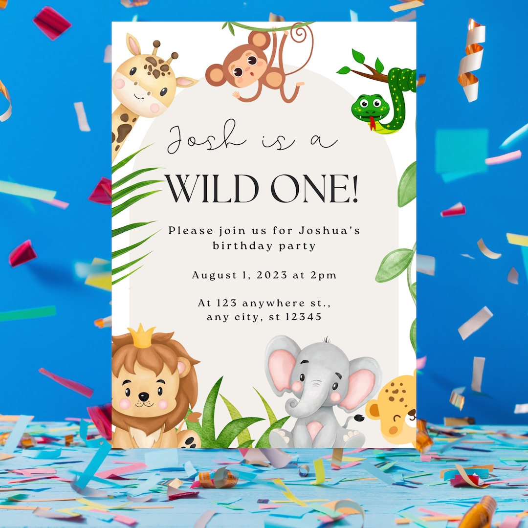 Editable 1st Birthday Safari 1st Birthday Party Invitation, Printable ...