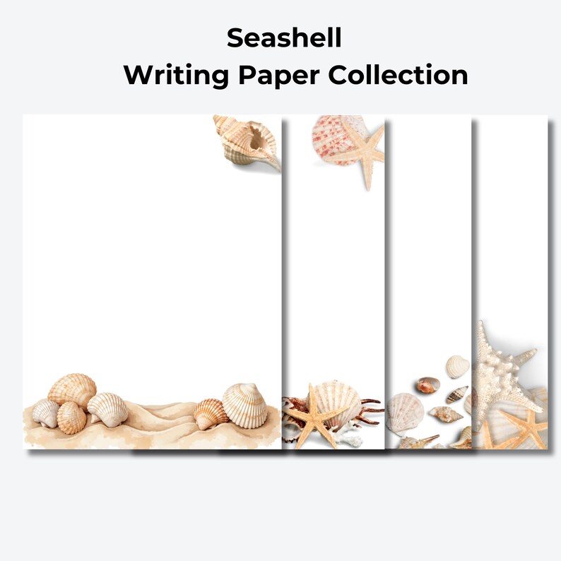 Seashell Letter Writing Paper: Ocean Themed Scrapbook, Coastal ...