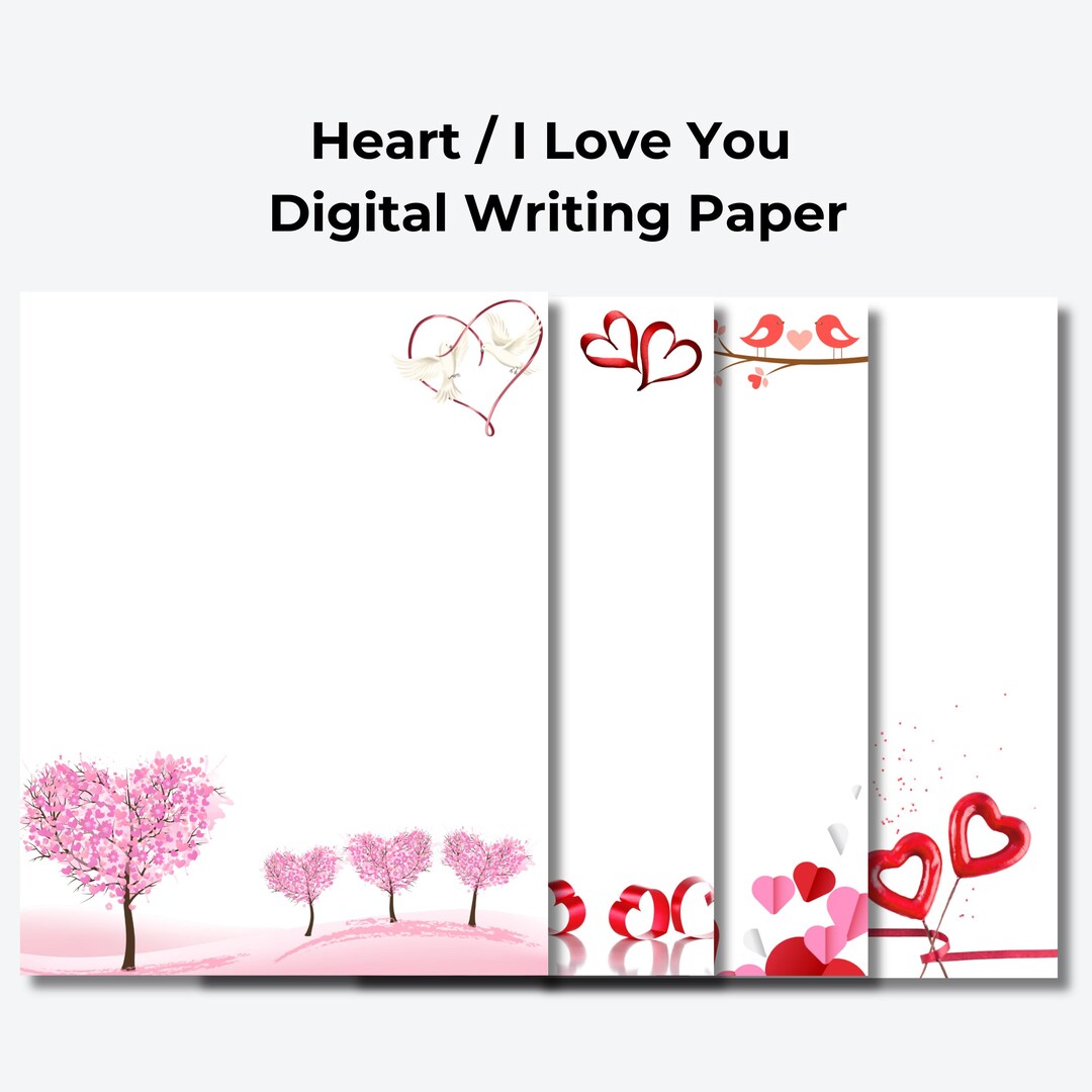 Heart Stationery Set: Printable Love Letter Writing Paper (digital ...