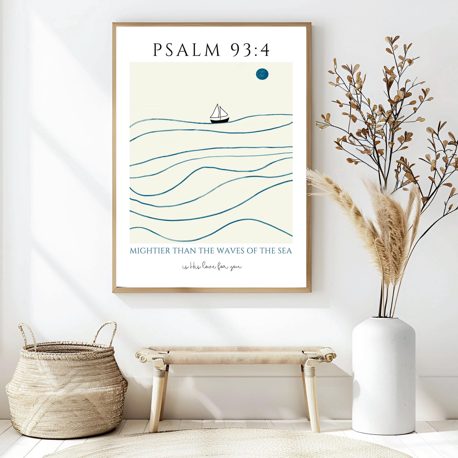 Psalm 93 4, Bible Scripture Art, Mightier Than the Waves Printable, Minimalist Wall Art, Ocean ...
