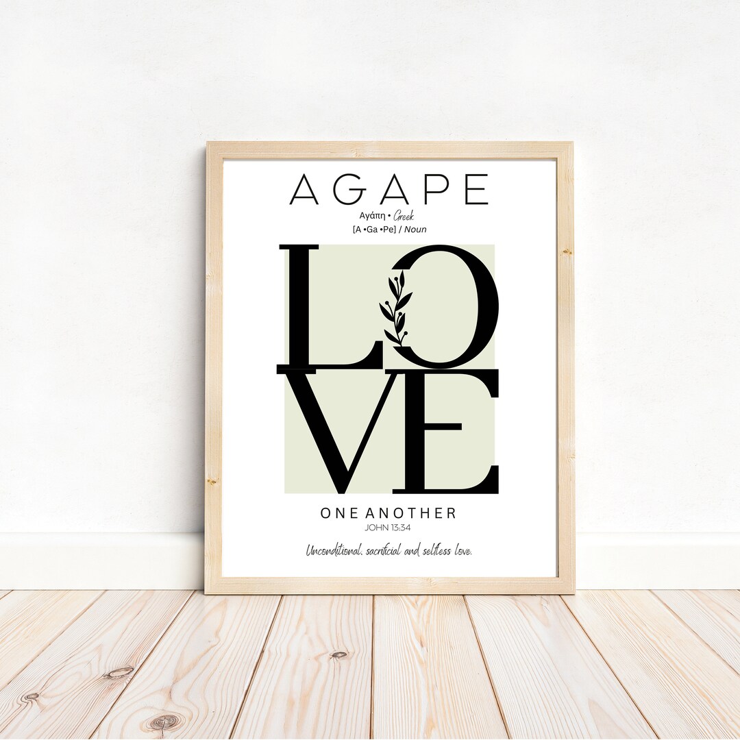 John 13 34, Love Printable, Agape Definition Wall Art, Love One Another ...