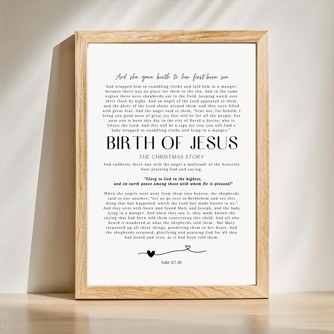 Luke 2 7-20, Christian Story Printable, Bible Verse Sign, Scripture ...
