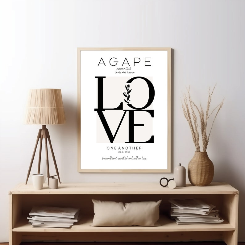 John 13 34, Agape Printable, Typography Digital Print, Christian ...