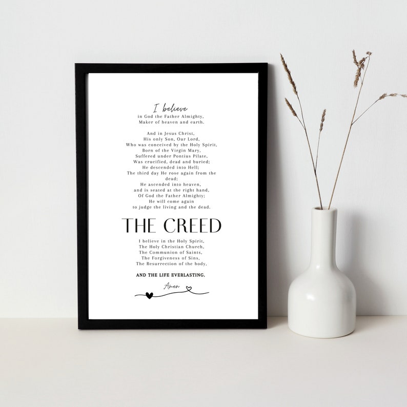 Christian Creed, Apostles Nicene Creed, Scripture Wall Art, Prayer ...