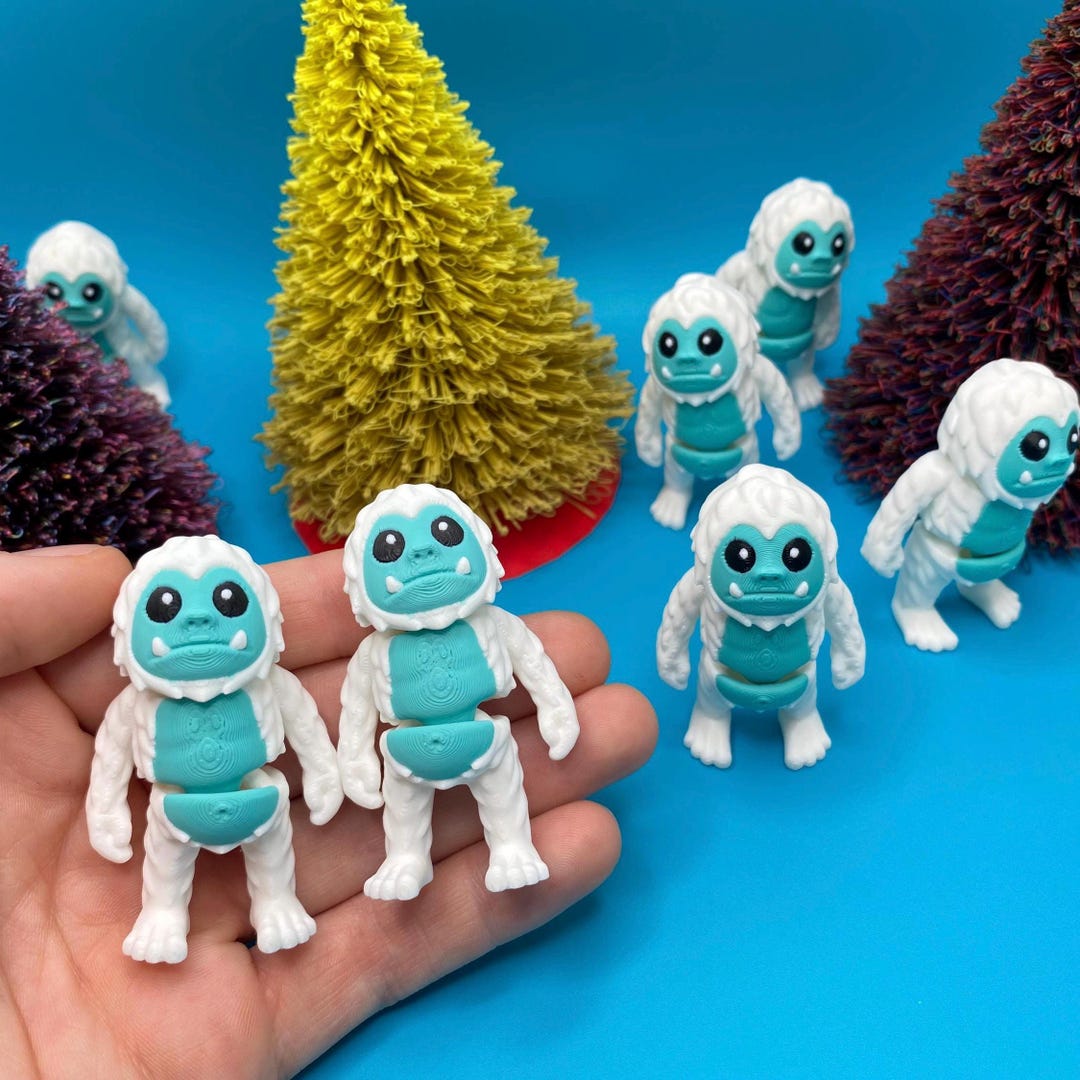 Mini Flexi Snow Yeti Fidget Toy 3D Printed Winter Ornament - Etsy