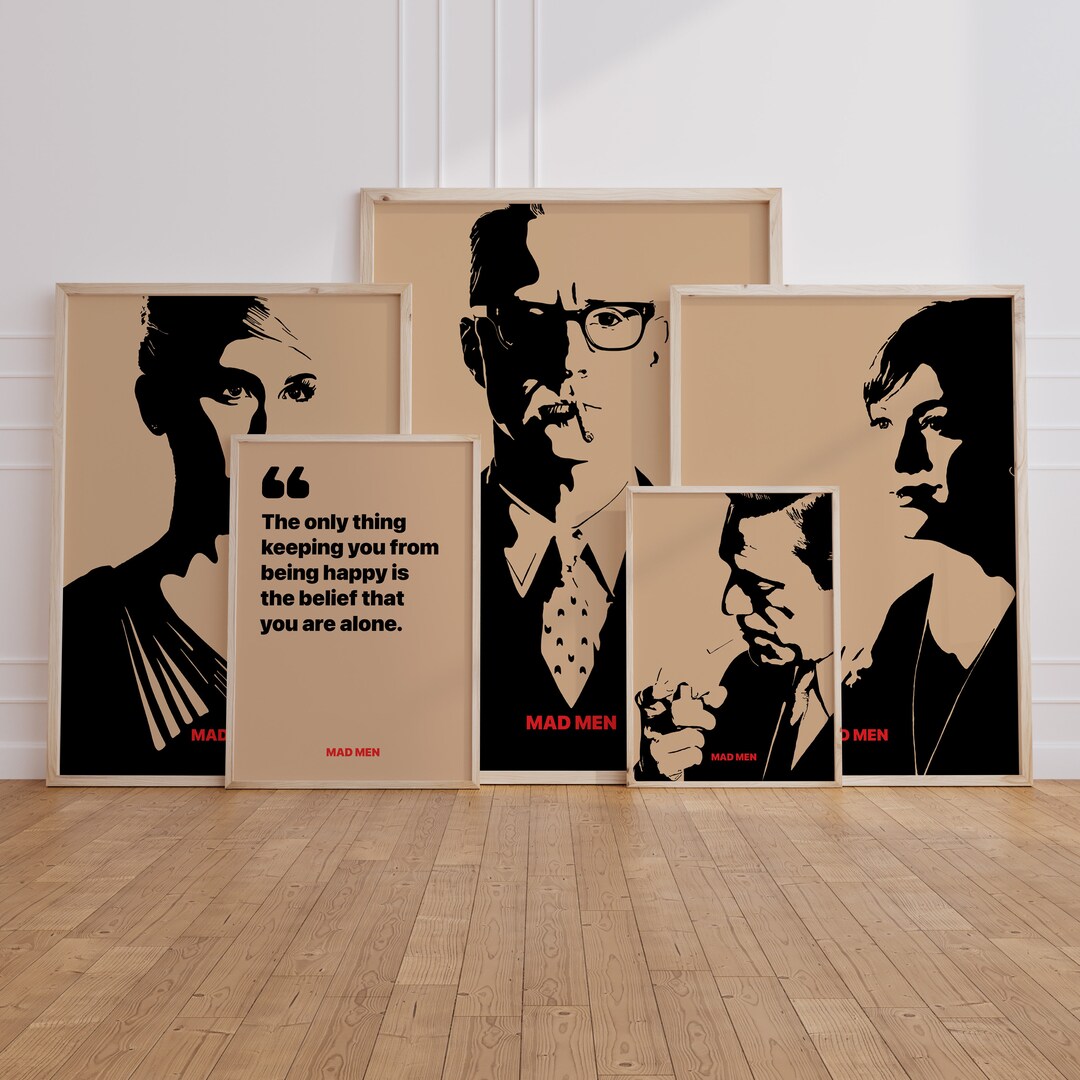 SET OF 5 Mad Men Posters Printable Don Draper Illustration Gift Idea ...