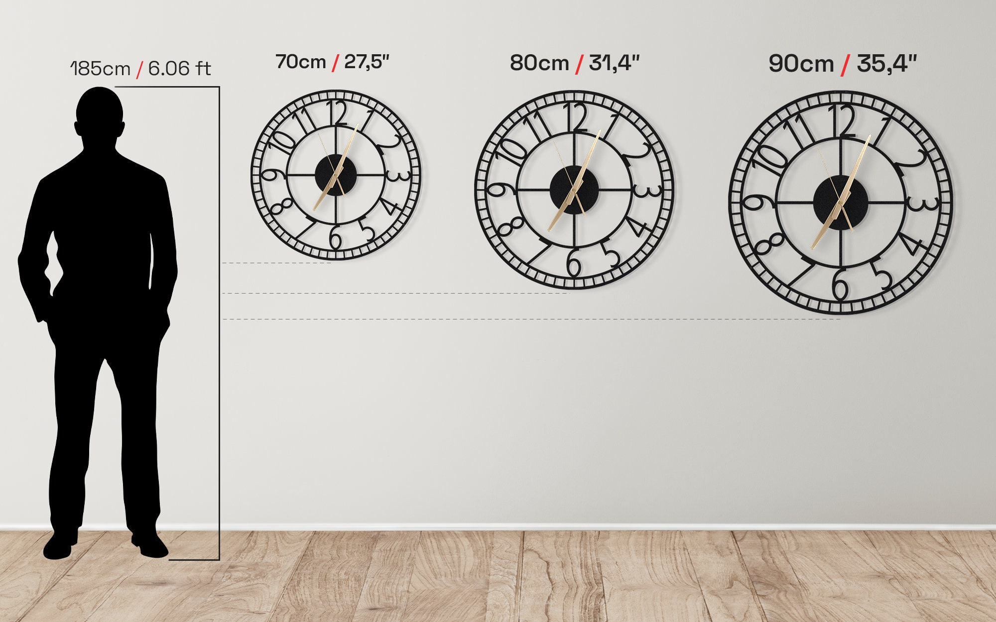 Metal Wall Clock With Numbers, Trendy Home Decor, Modern Wall Clock ...