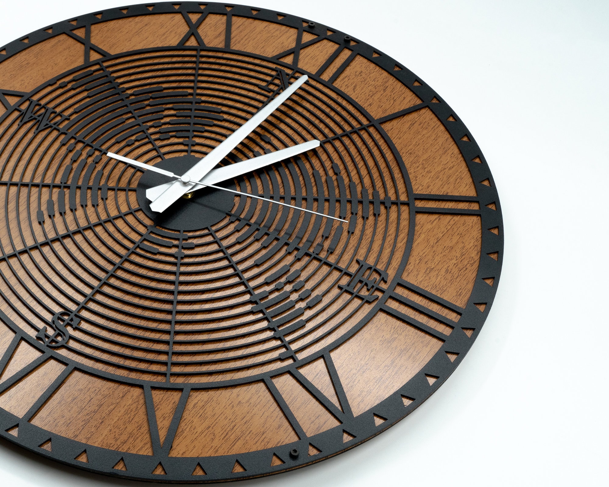 Wooden World Map Wall Clock, Wooden Compass Wall Clock, Large Wall ...