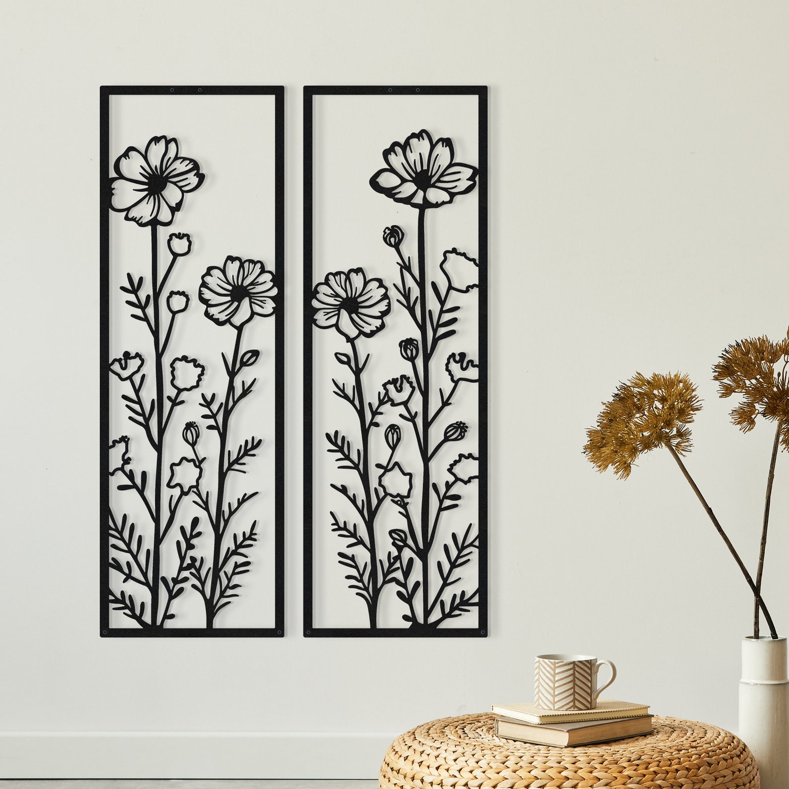 Large Flower Metal Wall Art: Botanical Living Room Decor - Etsy