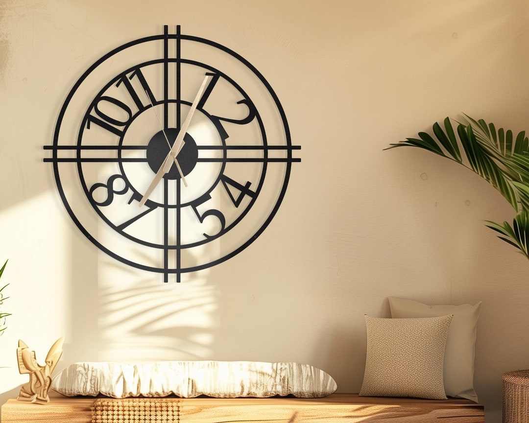 Oversized Metal Wall Clock: Modern Roman Numeral Design - Etsy