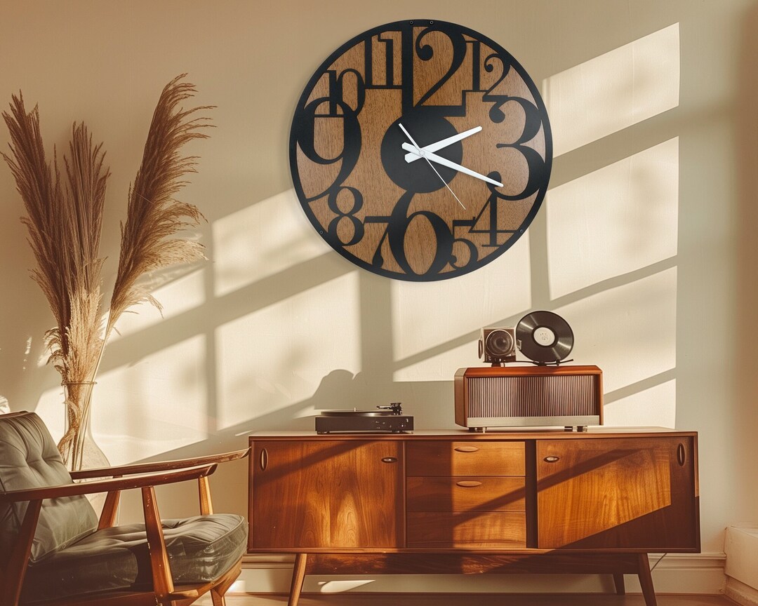 Asymmetric Wood Wall Clock: Modern Silent Clock With Numbers - Etsy
