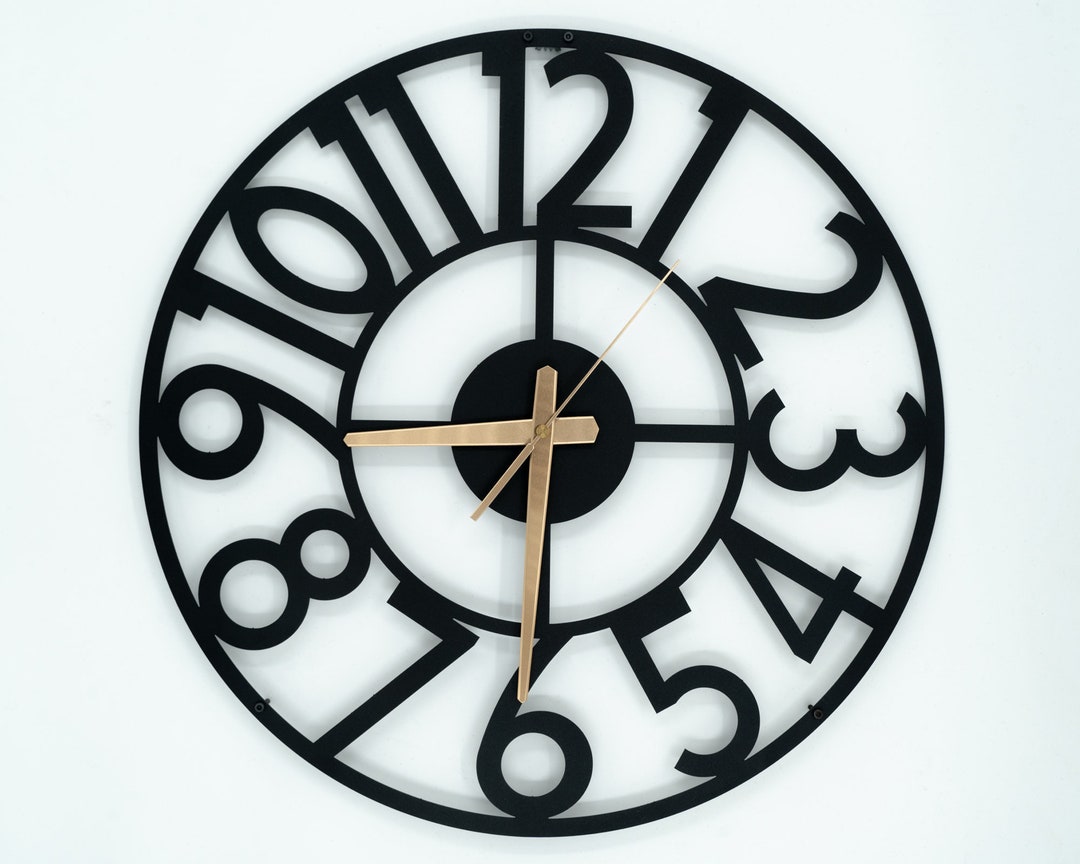 Modern Metal Wall Clock With Numbers: Silent, Non-ticking - Etsy
