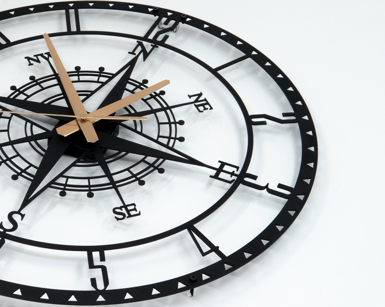 Numeric Metal Compass Wall Clock, Metal Compass Sign, Large Size Wall ...