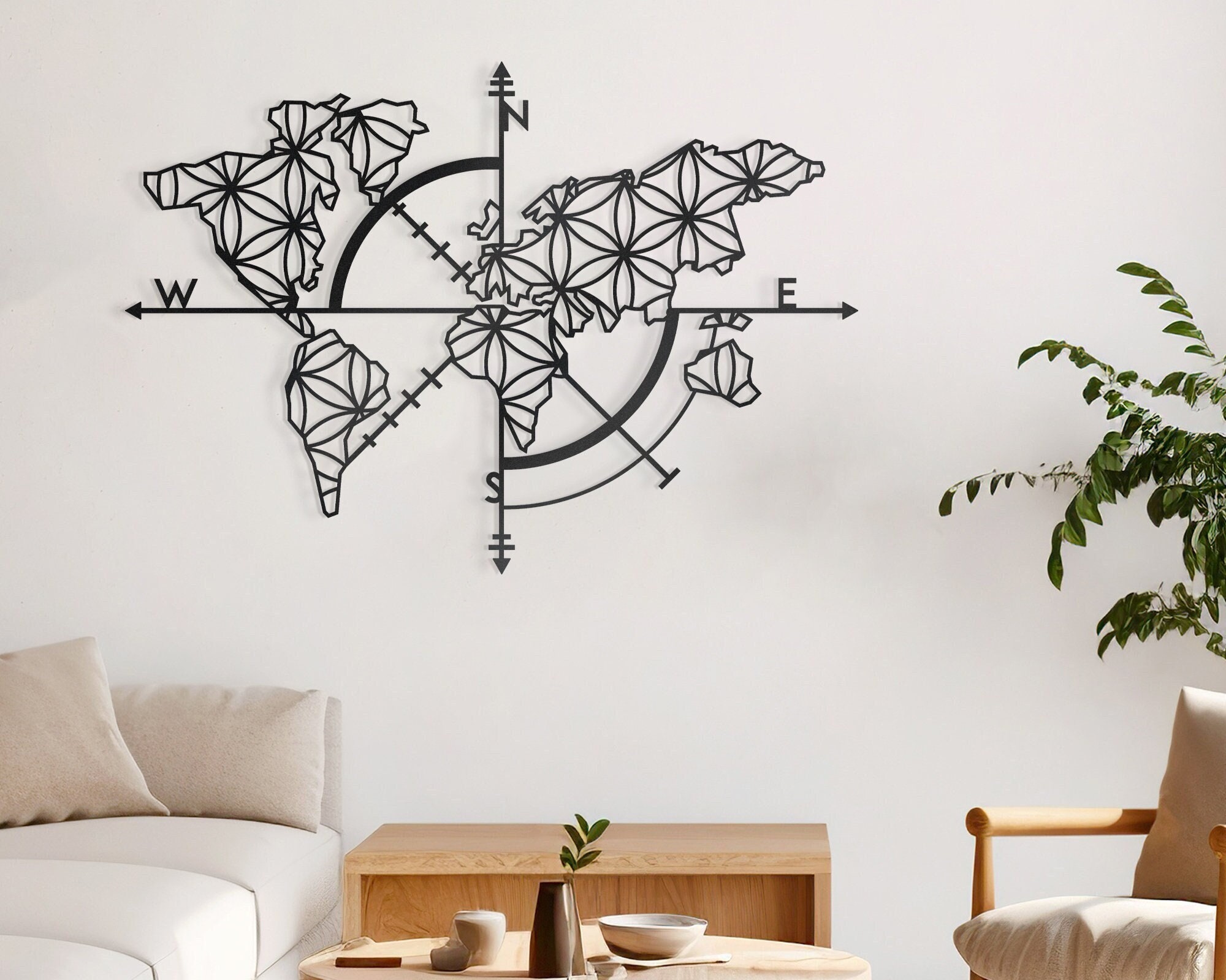 World Map Metallic Wall Art, World Map Wall Art, Map of the World ...