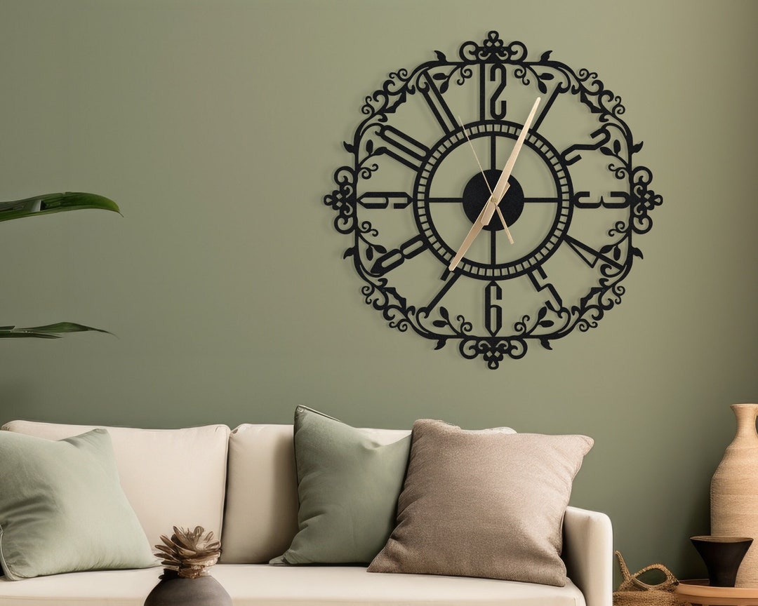 Mandala Clock With Latin Numerals,mid Century Themed Office Wall Clock ...