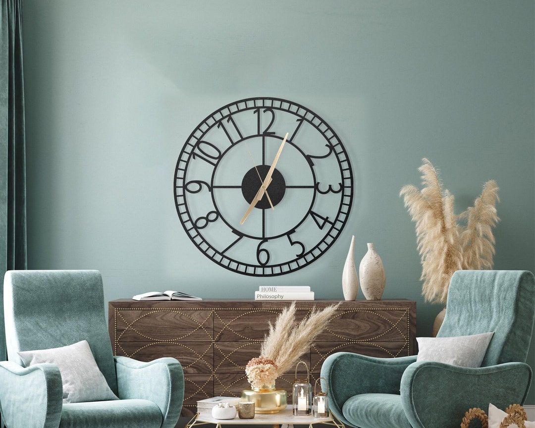 Simple Numeric Wall Clock, Simple Clock With Hand Color Option, Large ...