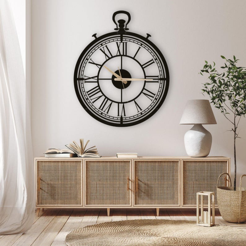 Rustic Roman Numeral Wall Clock: Large Metal Antique Style - Etsy UK