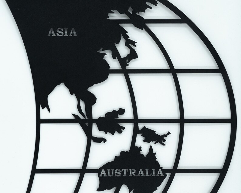 Metal World Map Wall Art With Compass: Black Steel Decor - Etsy