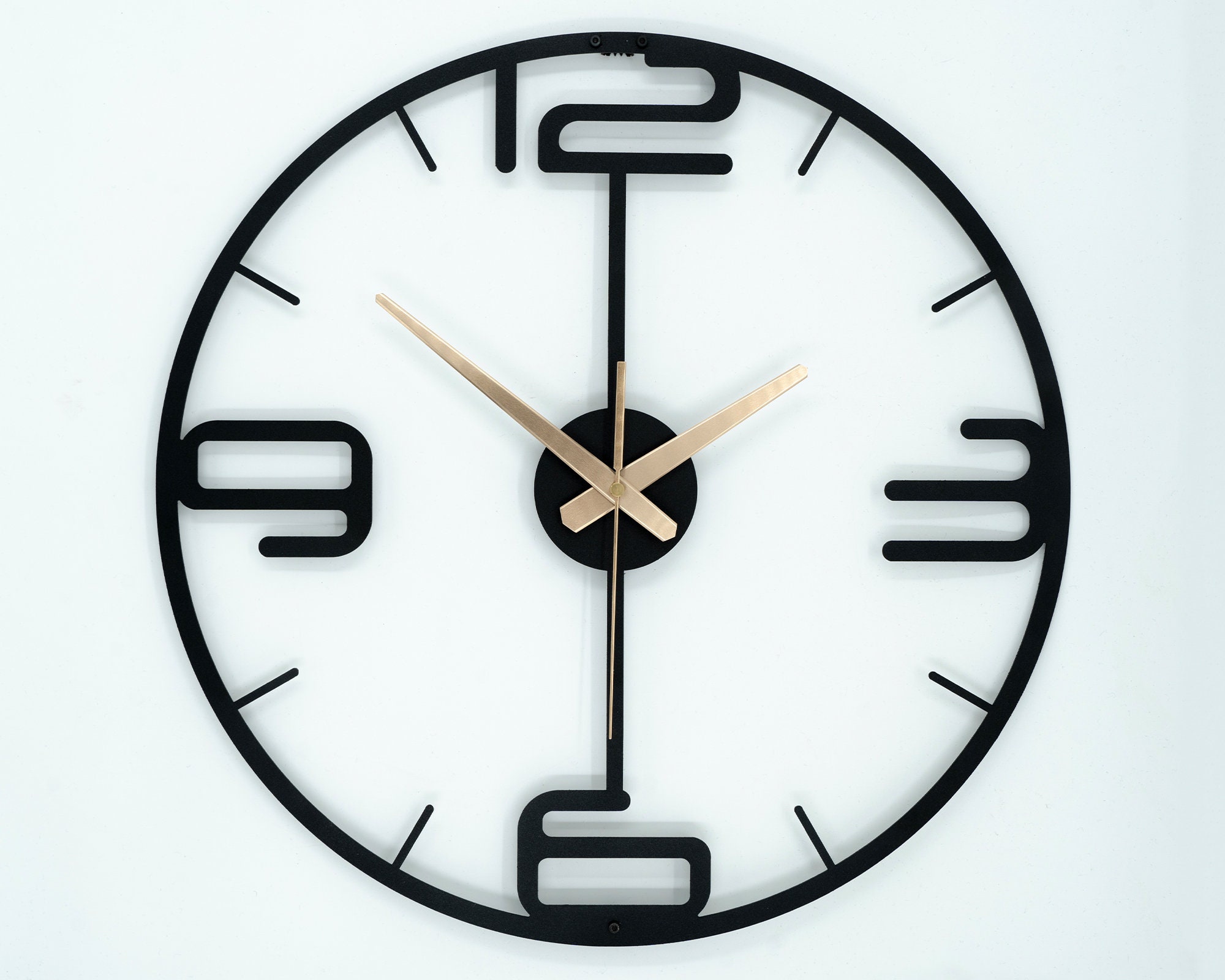 Numeric Wall Clock With Gold Hands, Large Wall Clock, Wall Clock With ...