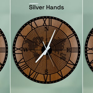 Wooden World Map Wall Clock, Wooden Compass Wall Clock, Large Wall ...