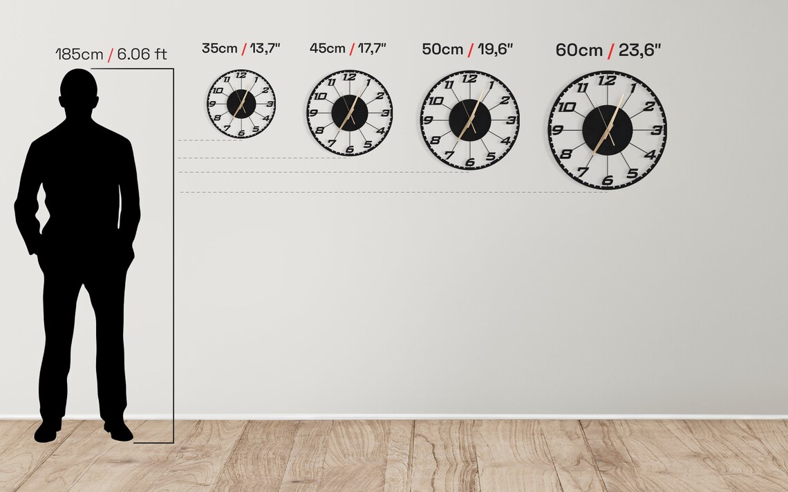 Numeric Simple Wall Clock With Hand Color Option, Large Wall Clock ...