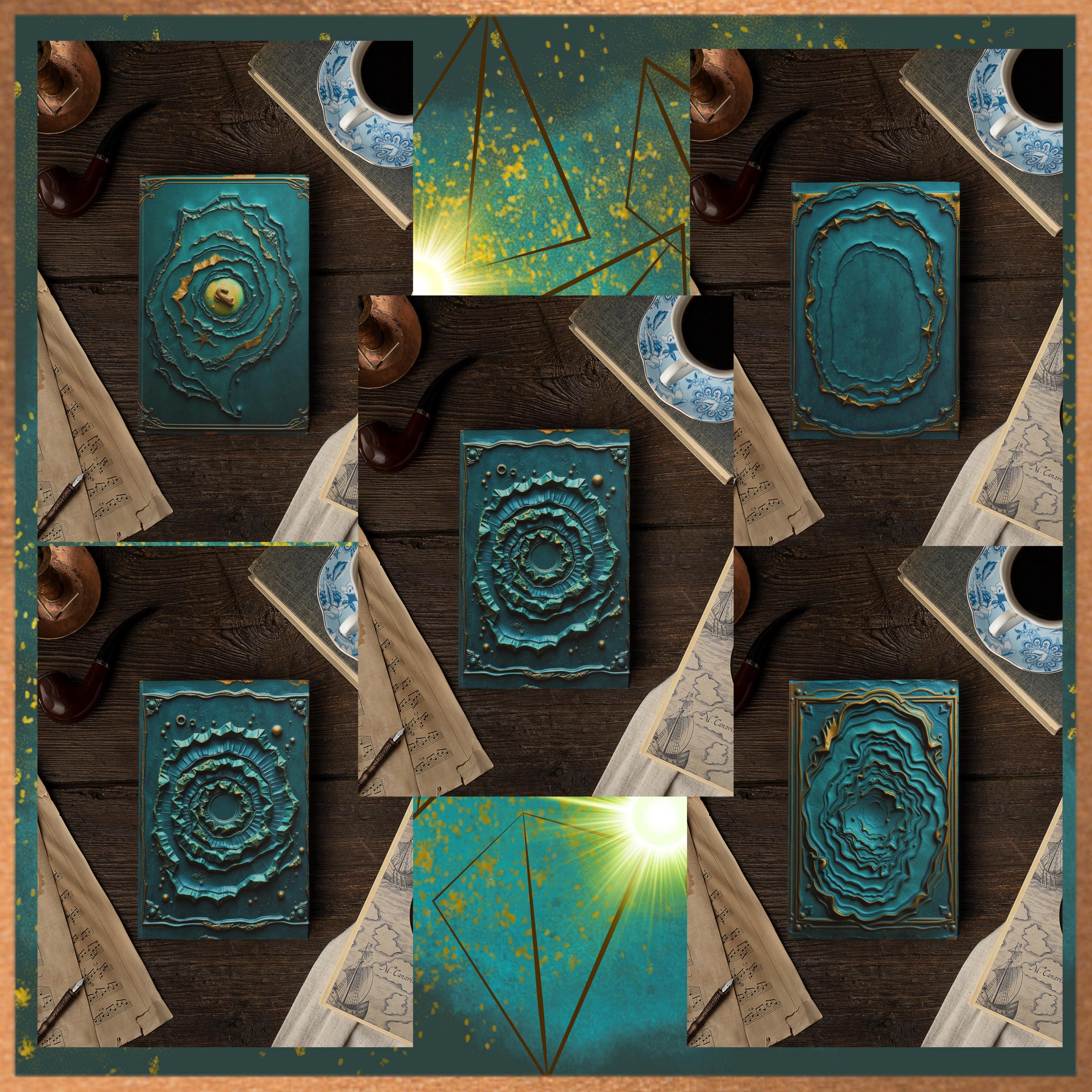 Teal Book Covers, Printable Decorative Teal and Gold Book Covers ...