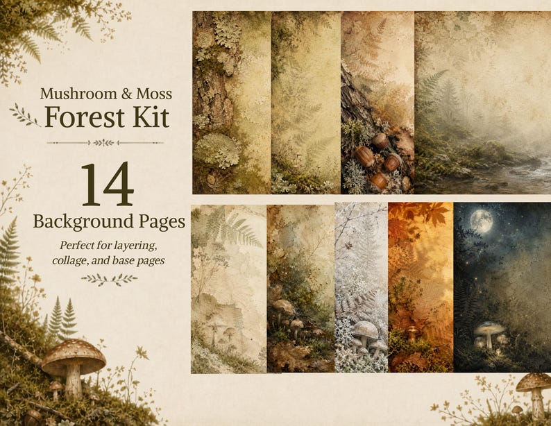 Kit de journal indésirable de la forêt champignons et mousse, éphémères ...