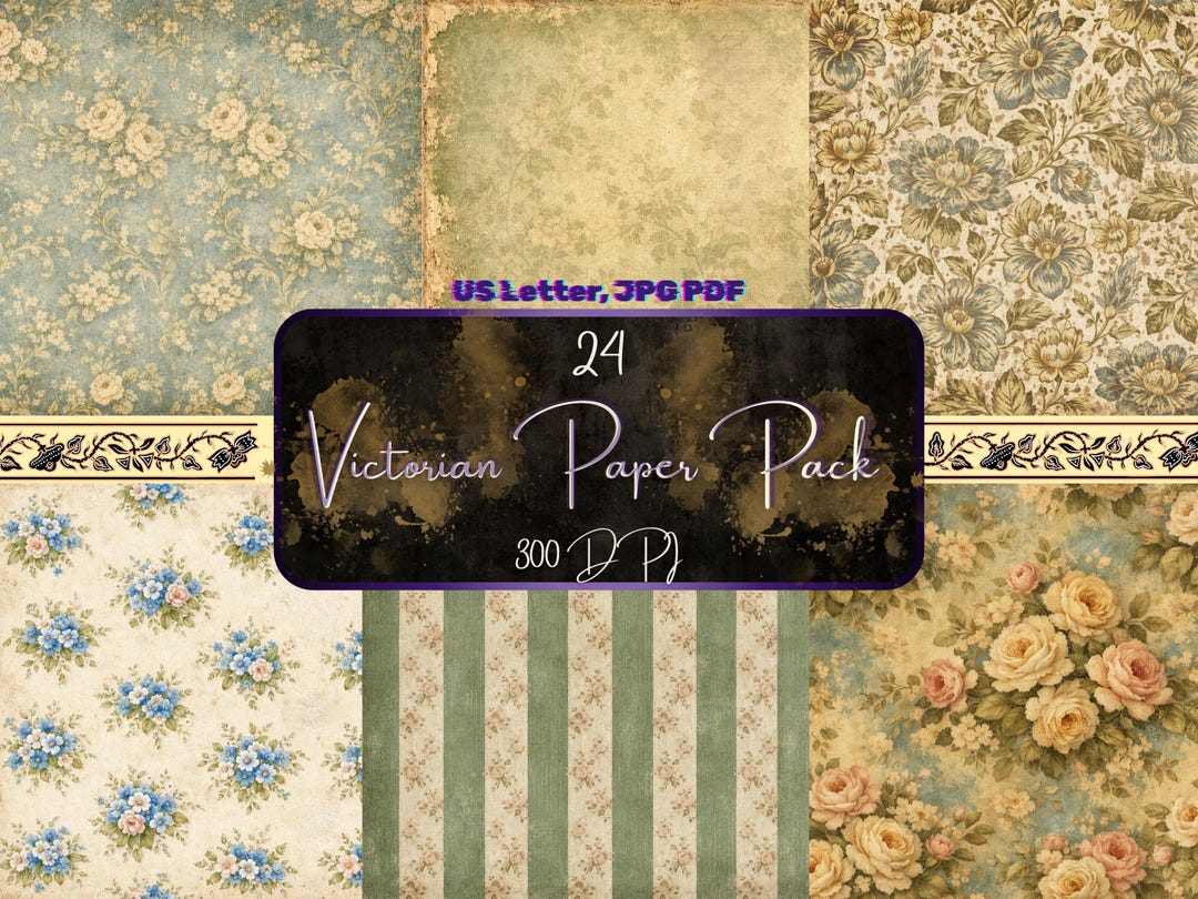 24 Vintage Floral Scrapbook Papers, Shabby Chic Digital Paper Pack - Etsy