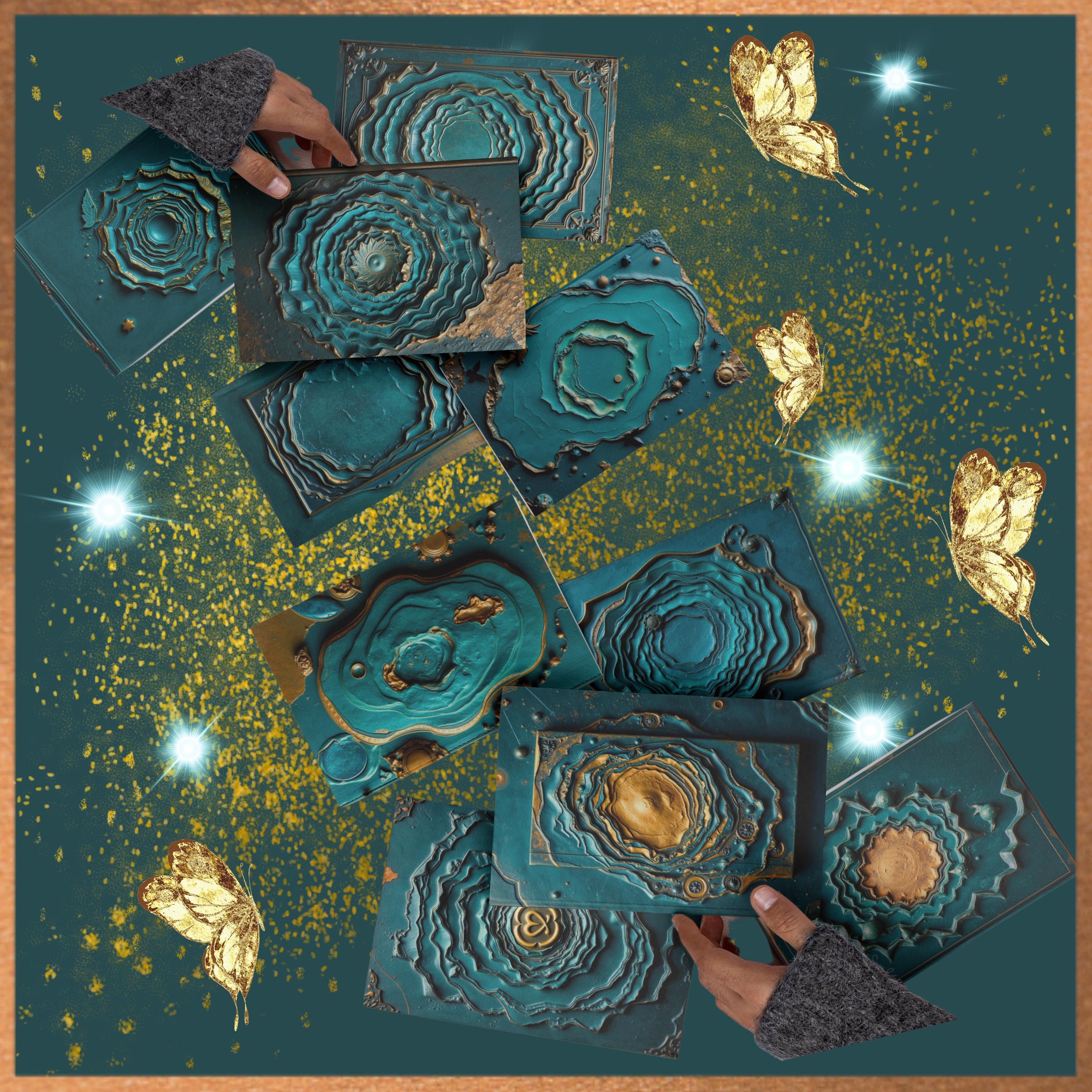 Teal Book Covers, Printable Decorative Teal and Gold Book Covers ...