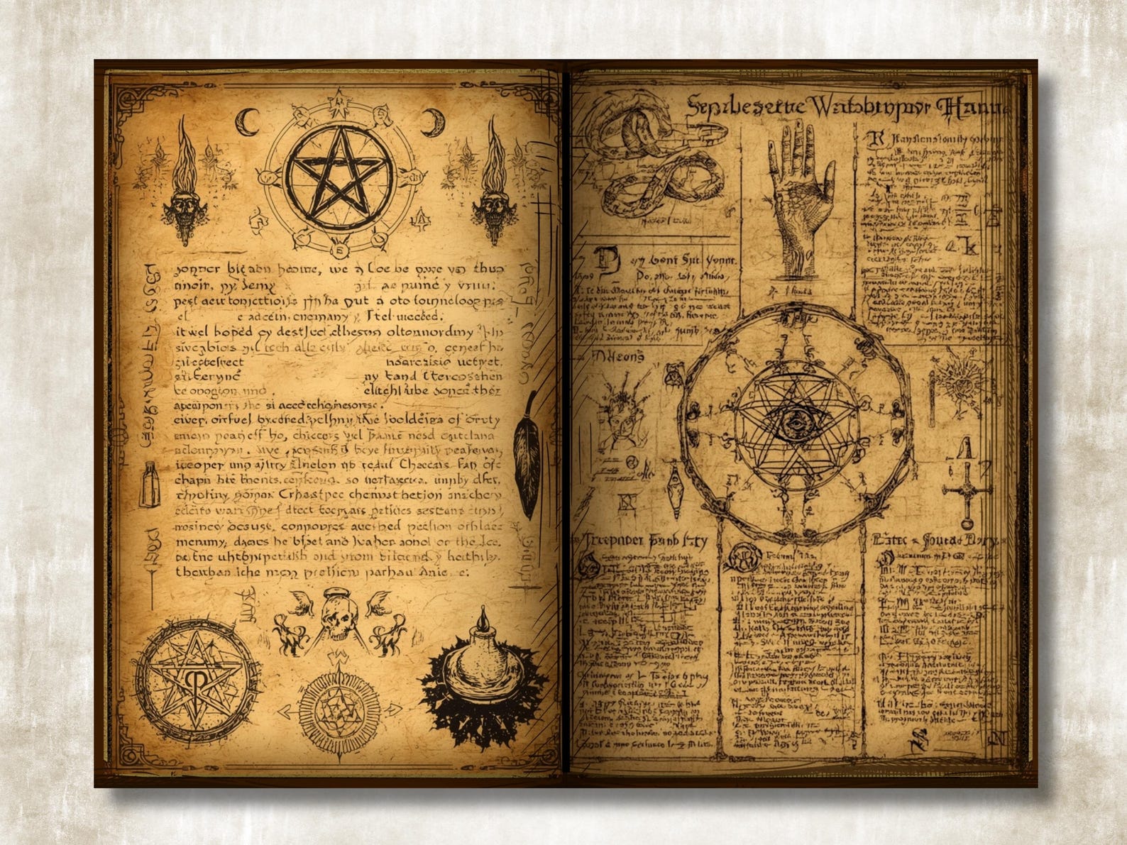 Printable Grimoire Pages, Occult Spellbook, 59 Pages + 40 Ephemera ...