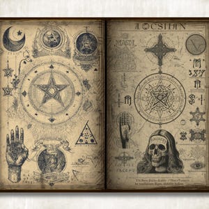 Printable Grimoire Pages, Occult Spellbook, 59 Pages + 40 Ephemera ...