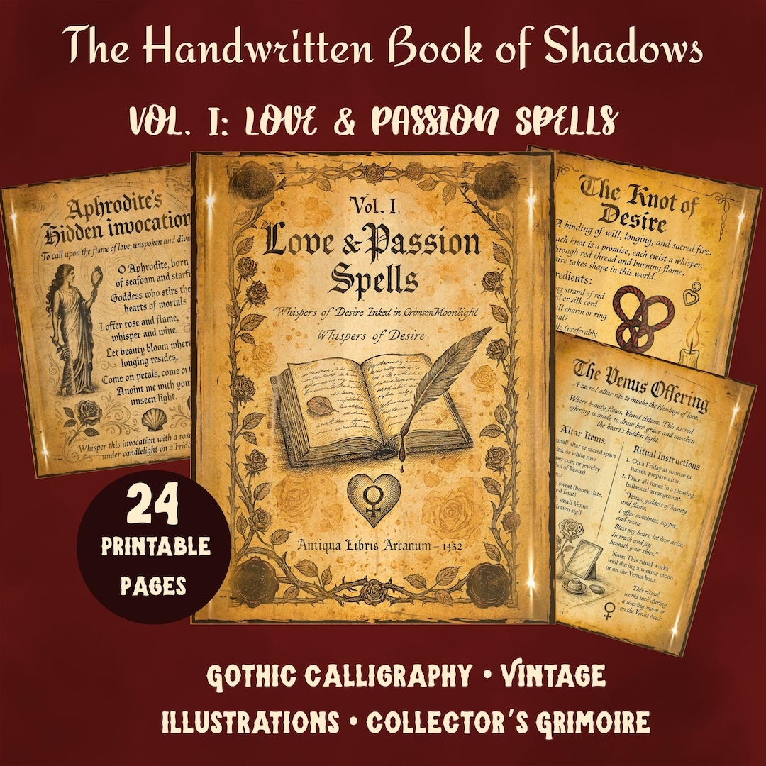 Printable Book of Shadows Vol. I: Love & Passion Spells - Gothic Grimoire (PDF Download) - Etsy