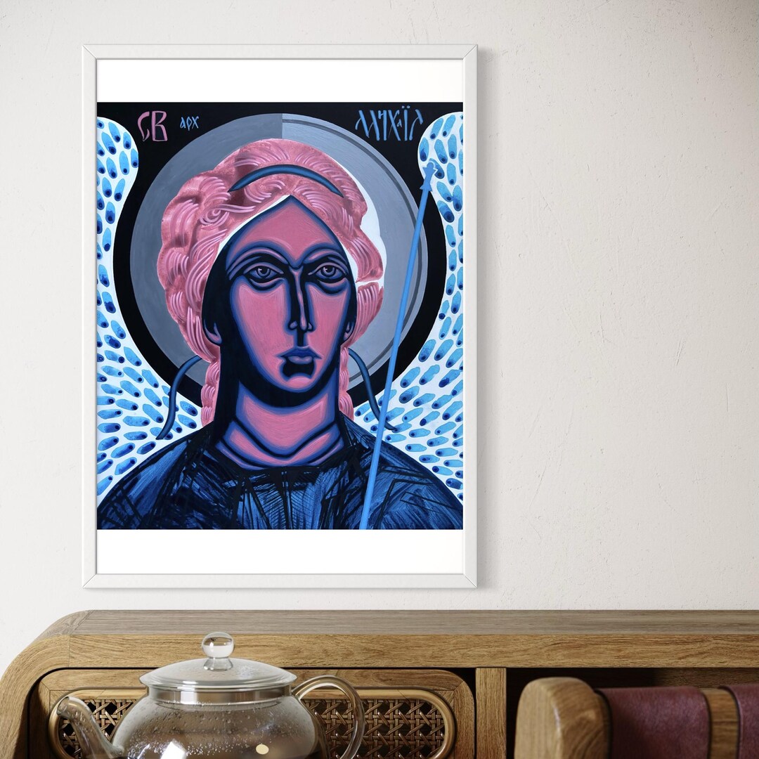 Modern Icon of Saint Archangel Michael – Religious Art Print on Paper ...