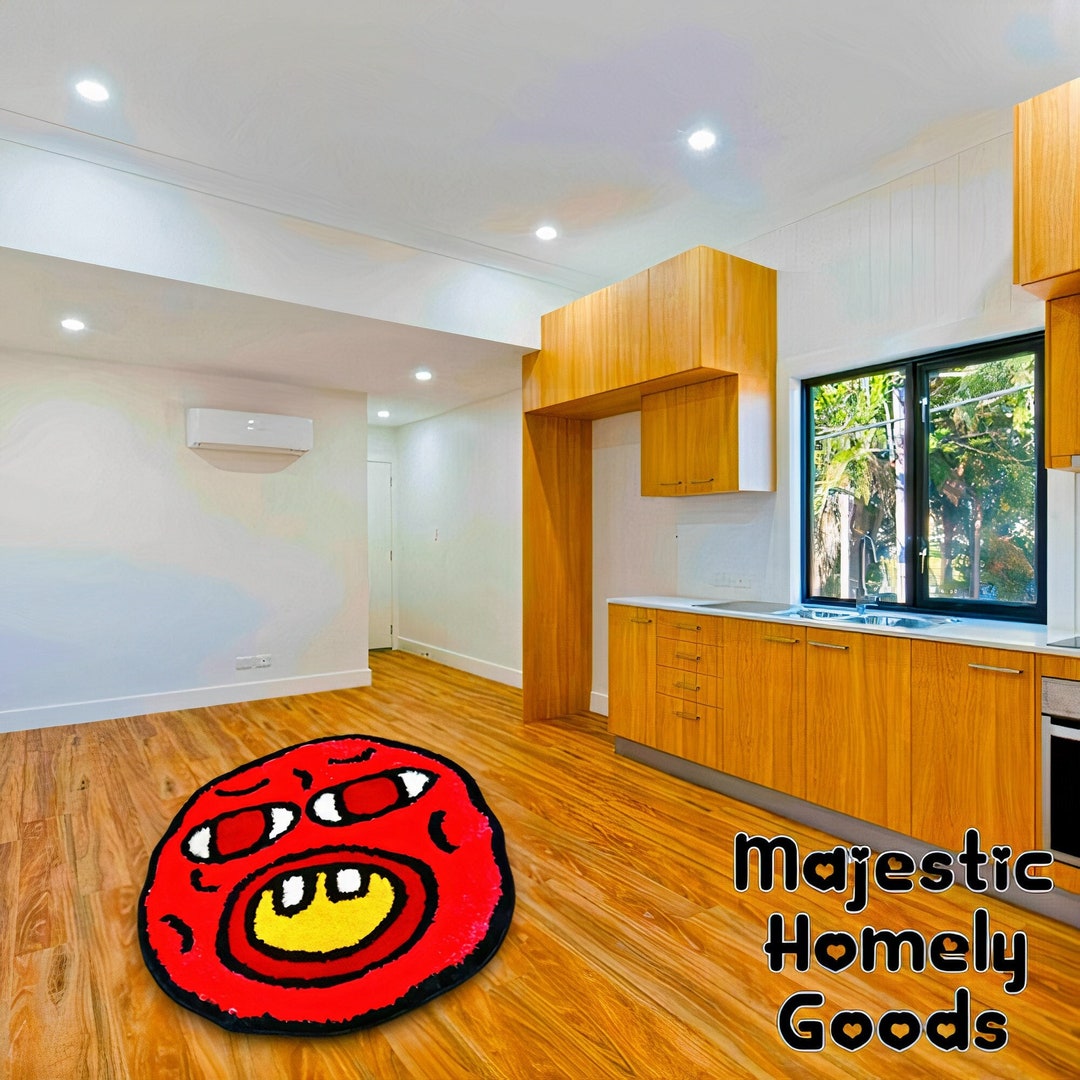 Tufted Cherry Bomb Rug Decor, Aesthetic Y2K Cherry Face Rug, Handmade ...