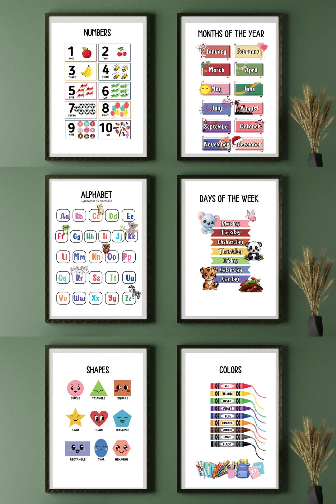 Set of Educational Poster,7 Educational Wall Art, Kids Wall Art ...