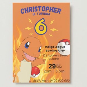 Pokémon Charmander Birthday Invitation. Instantly Download and ...