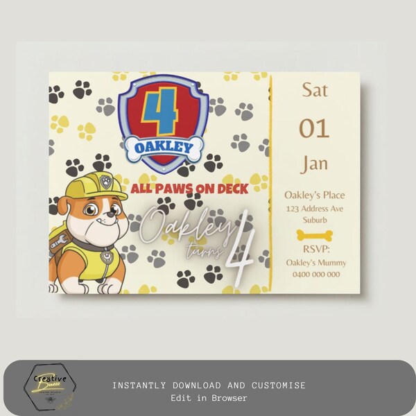 Rubble Paw Patrol - Etsy