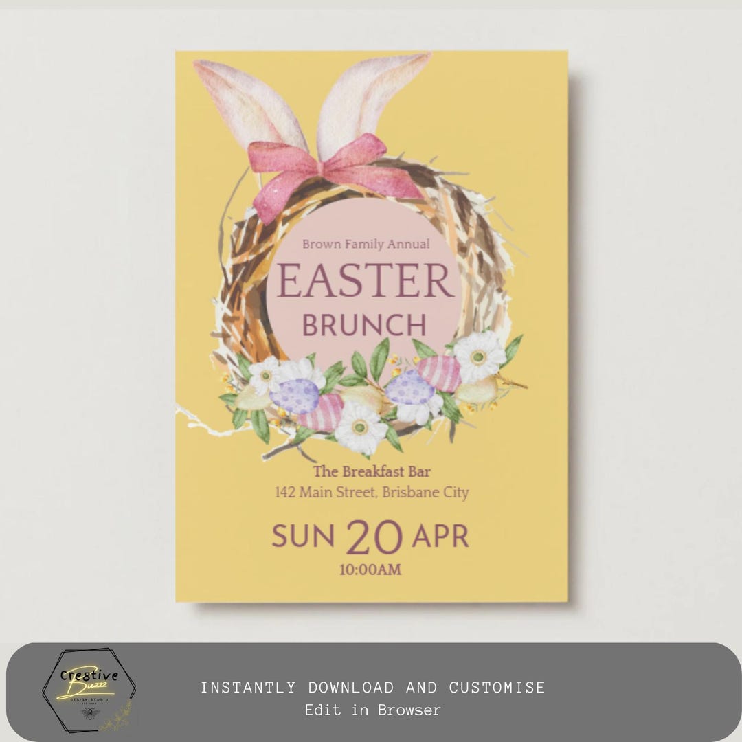 Easter Celebration Invitation. Classic Easter Theme. Instantly Download ...