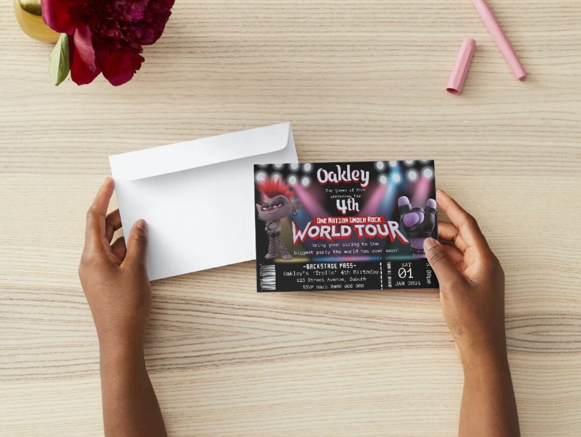 Trolls World Tour Queen Barb Inspired Birthday Invitation. One Nation ...