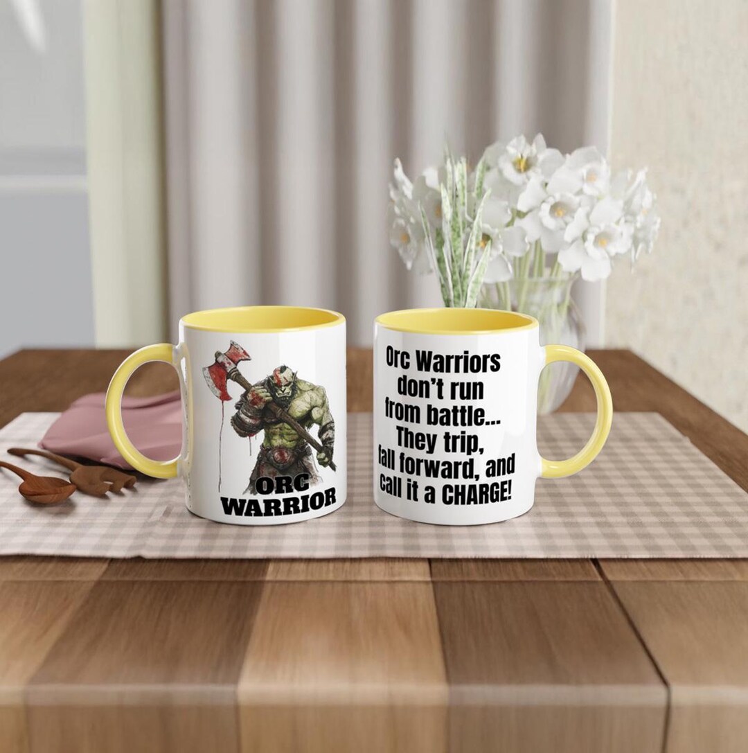 Orc Warrior Funny Gamer Coffee Mug Gift Hand Drawn Watercolor Design ...