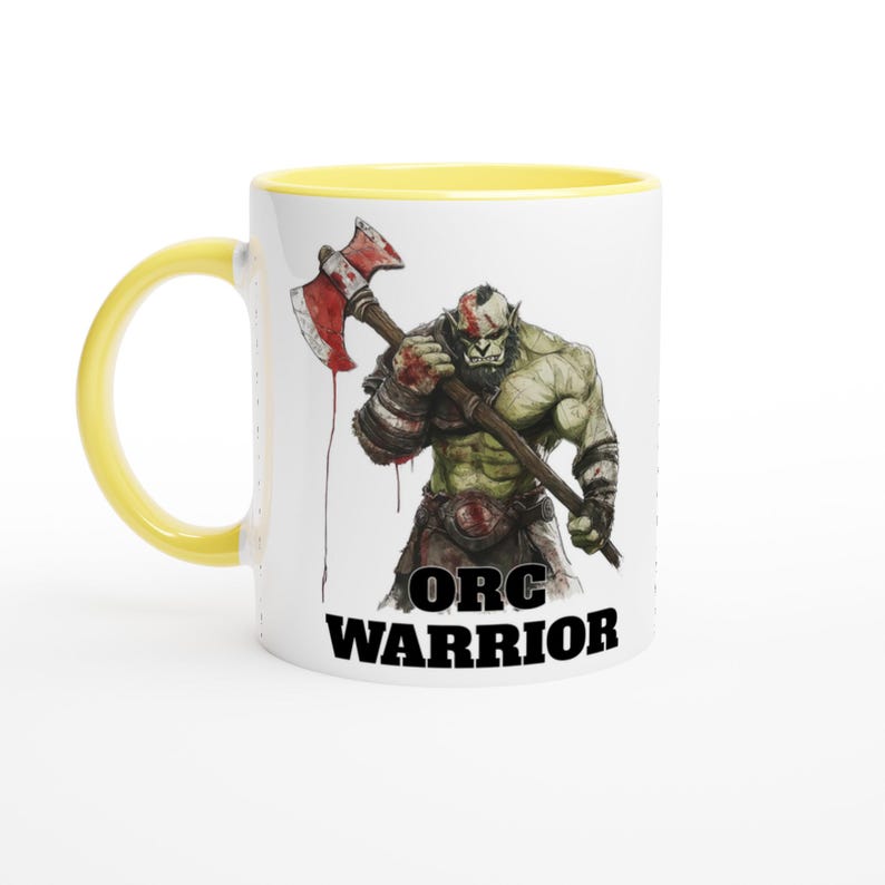 Orc Warrior Funny Gamer Coffee Mug Gift Hand Drawn Watercolor Design ...