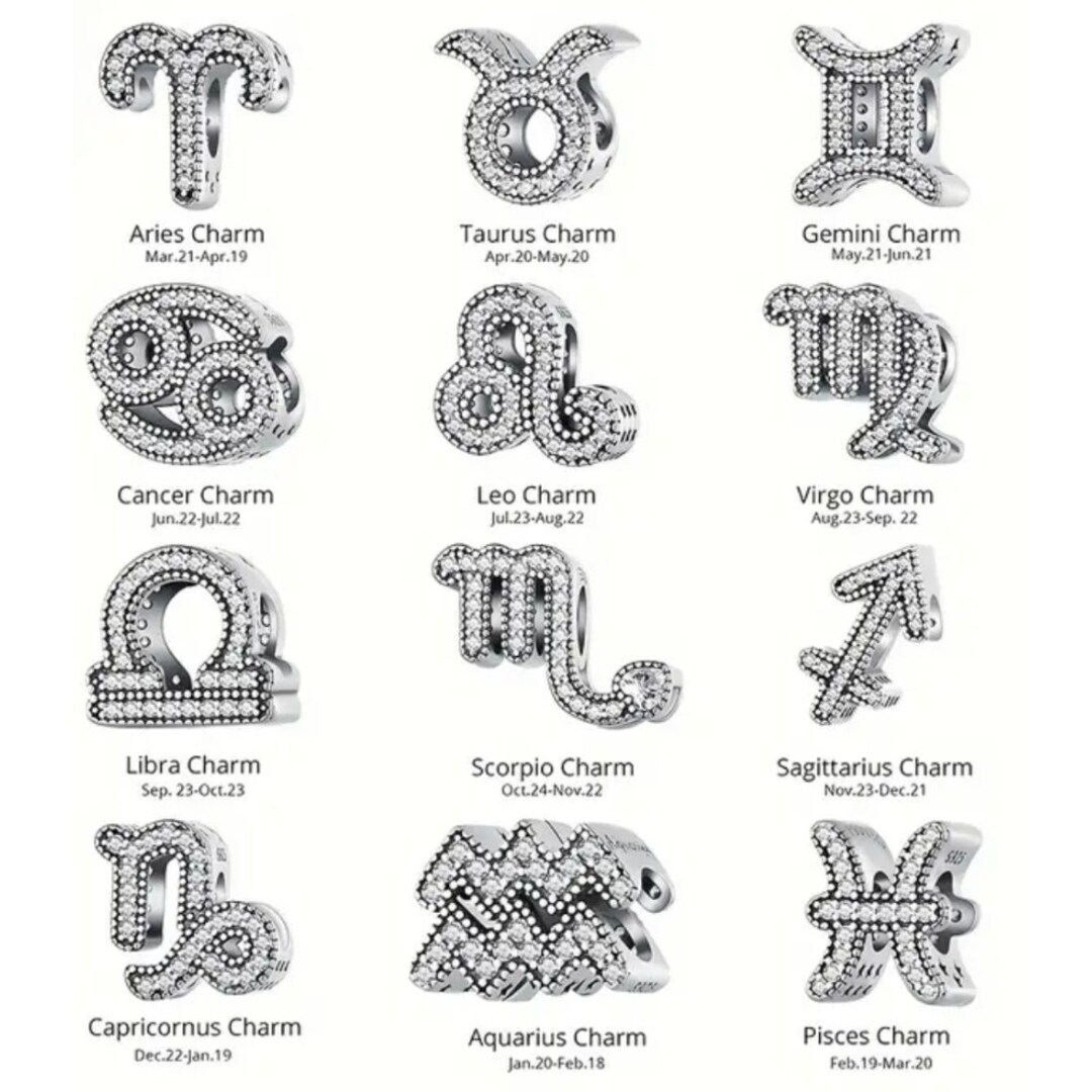 Sterling Silver Charms Zodiac Charm DIY Charm Bracelet Jewelry Supplies ...