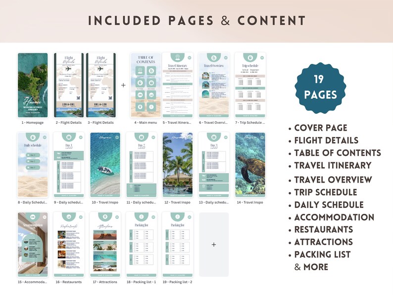 Travel Itinerary Template Weekend Getaway Trip Planner Custom Mobile ...