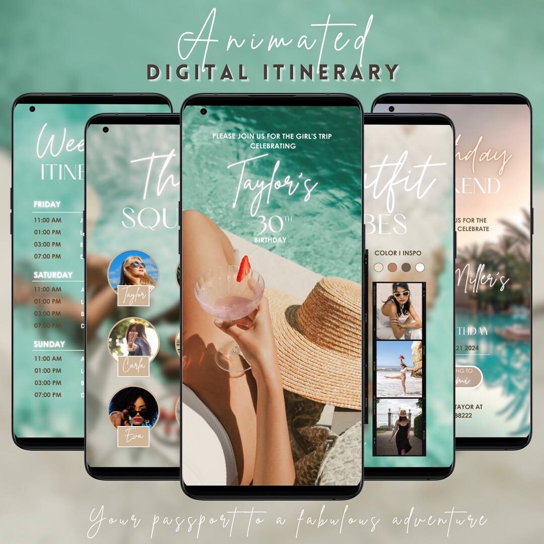 Birthday Weekend Travel Itinerary Animated Trip Invitation Custom ...
