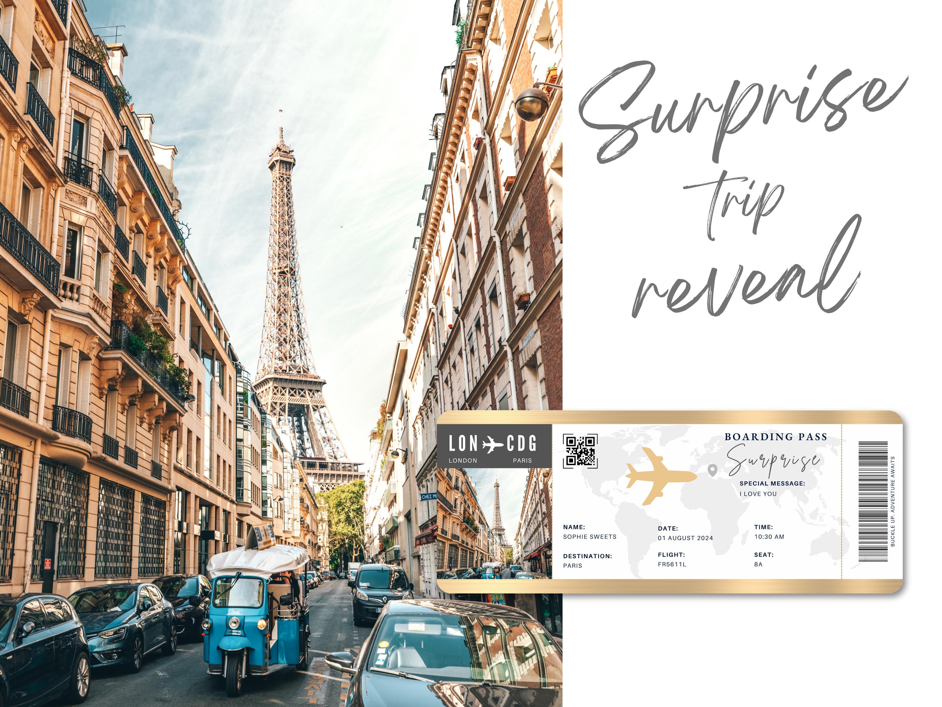 Surprise Trip Reveal Editable Boarding Pass Template Save the Date ...