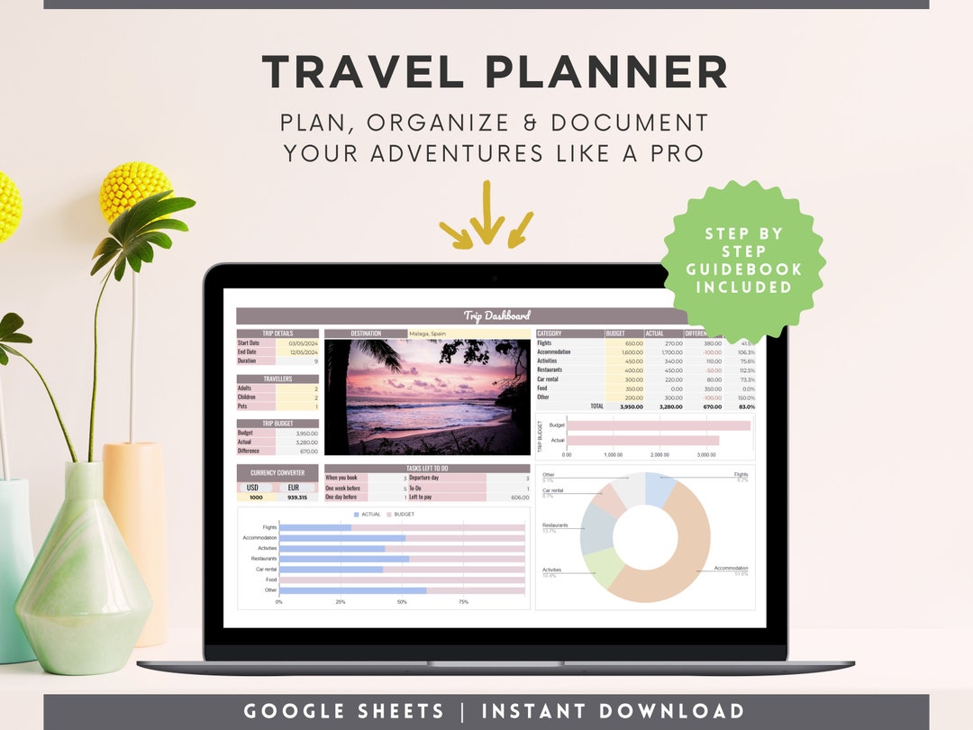 Travel Planner Google Sheets Travel Planner Digital Canva Template ...